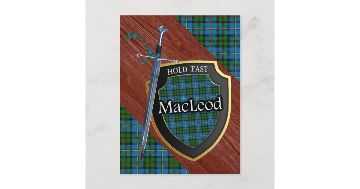 Clan MacLeod Tartan Sword & Shield Postcard | Zazzle