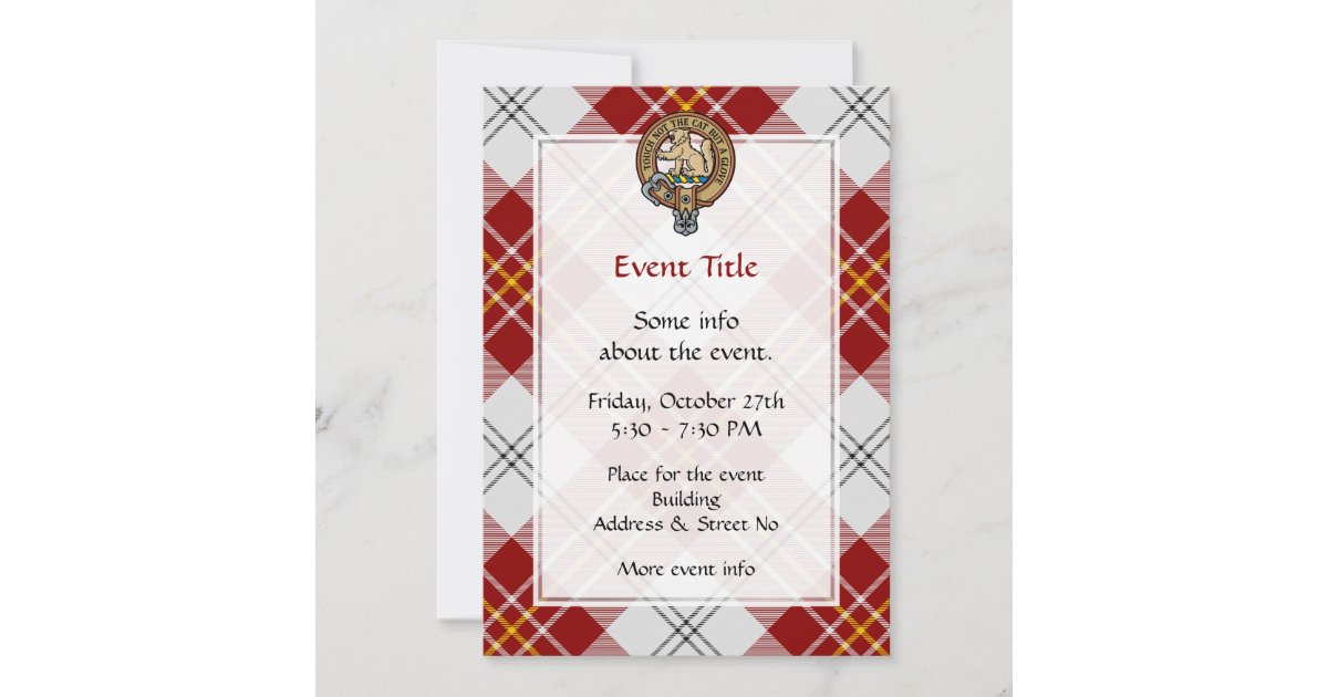 Clan MacPherson Crest over Red Dress Tartan Invitation | Zazzle
