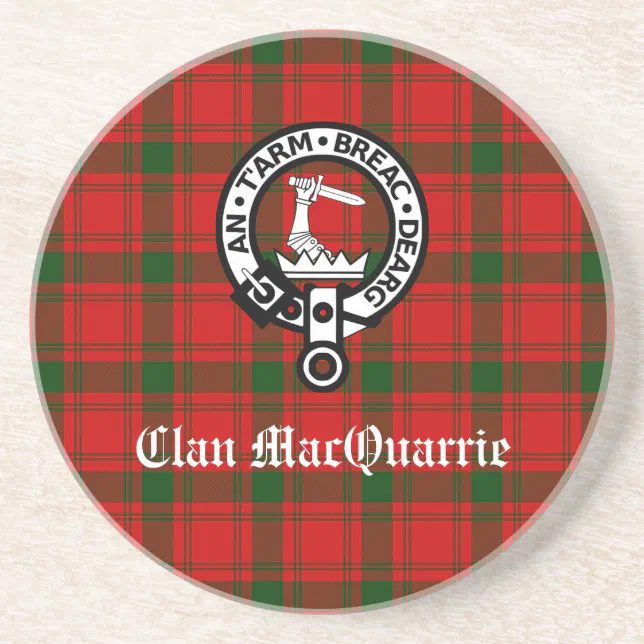 Clan MacQuarrie Tartan and Crest Coaster | Zazzle