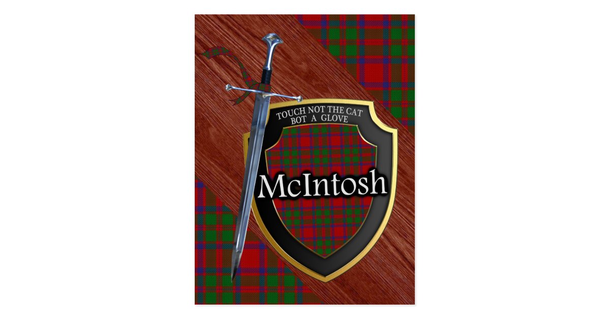 Clan McIntosh Tartan Sword & Shield Postcard | Zazzle.co.uk