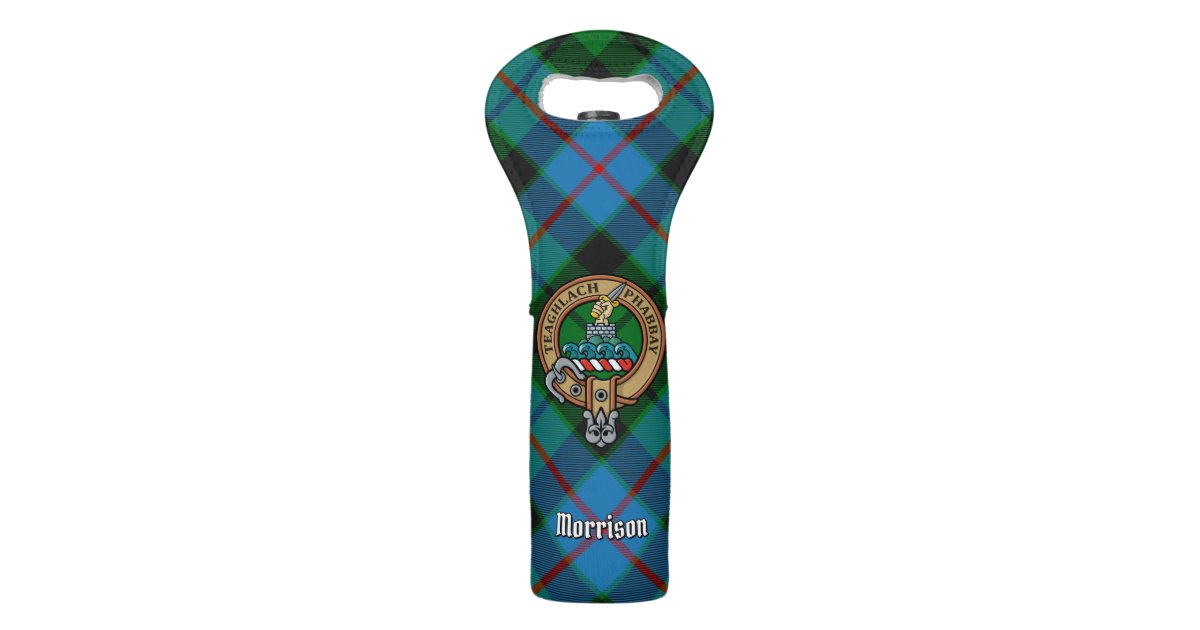 Clan Morrison Crest over Hunting Tartan Wine Bag | Zazzle