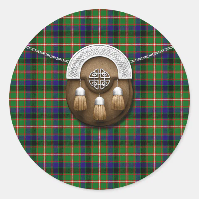 Clan Reid Tartan And Sporran Classic Round Sticker | Zazzle