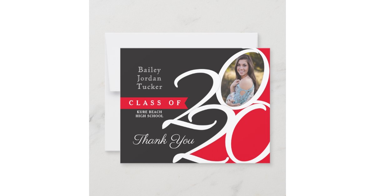 Class of 2020 Red Graduation Thank You Card | Zazzle