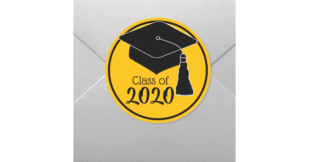 Class of 2024 Black and Gold Grad Cap Classic Round Sticker | Zazzle