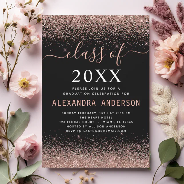 Class of 2024 Graduation Party Pink Rose Gold Invitation | Zazzle