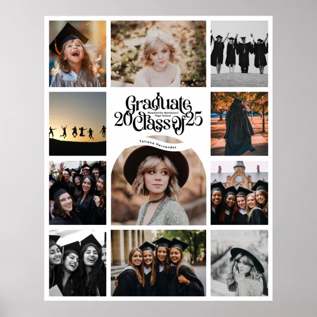 Class of 2025 SCHOOL Graduation 11 Photo Collage Poster | Zazzle