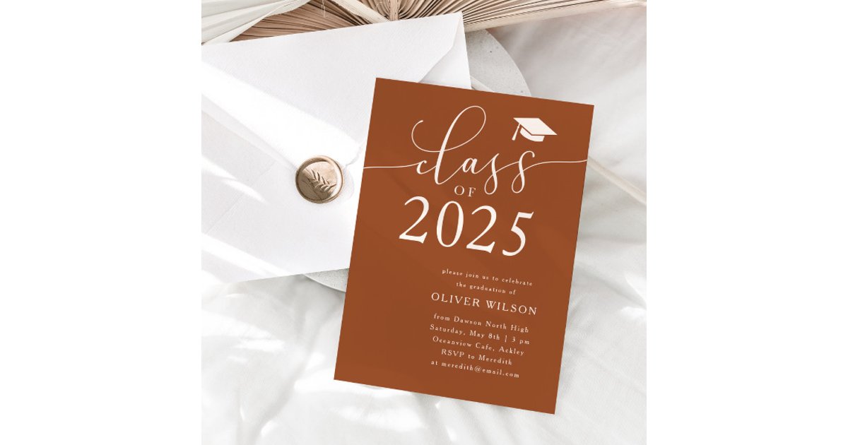 Class of 2025 Terracotta Graduation Party Invitation | Zazzle