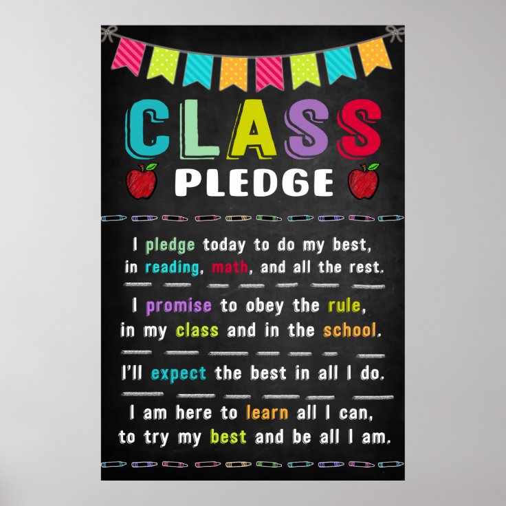 Class pledge Classroom Poster | Zazzle