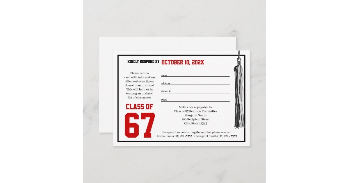 Class Reunion Response Card | Zazzle