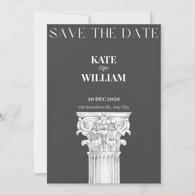 Classic architecture roman column wedding invitation | Zazzle