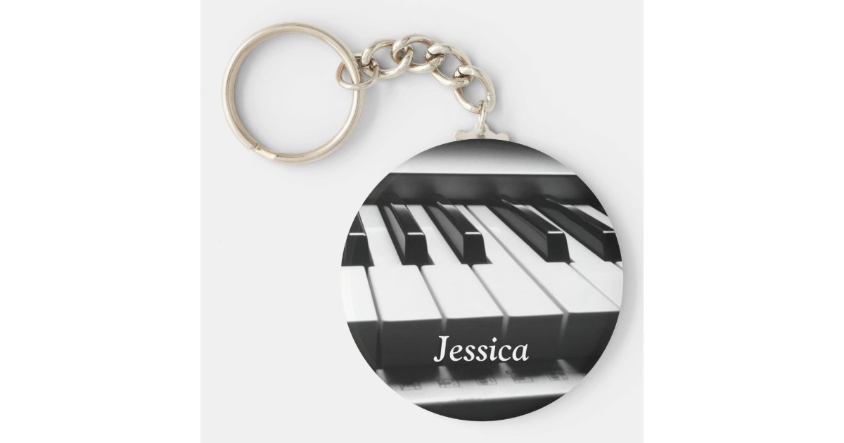 Classic Black and White Keyboard Key Ring | Zazzle