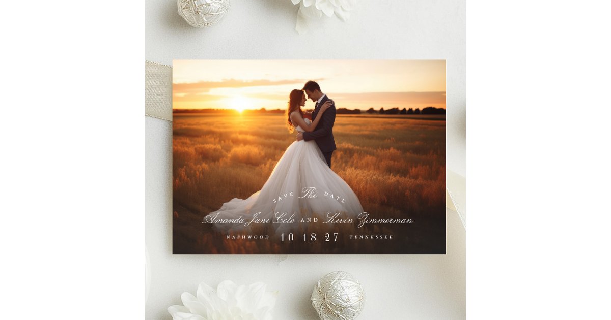 Classic Black Tie Photo QR Code Wedding Website Save The Date | Zazzle