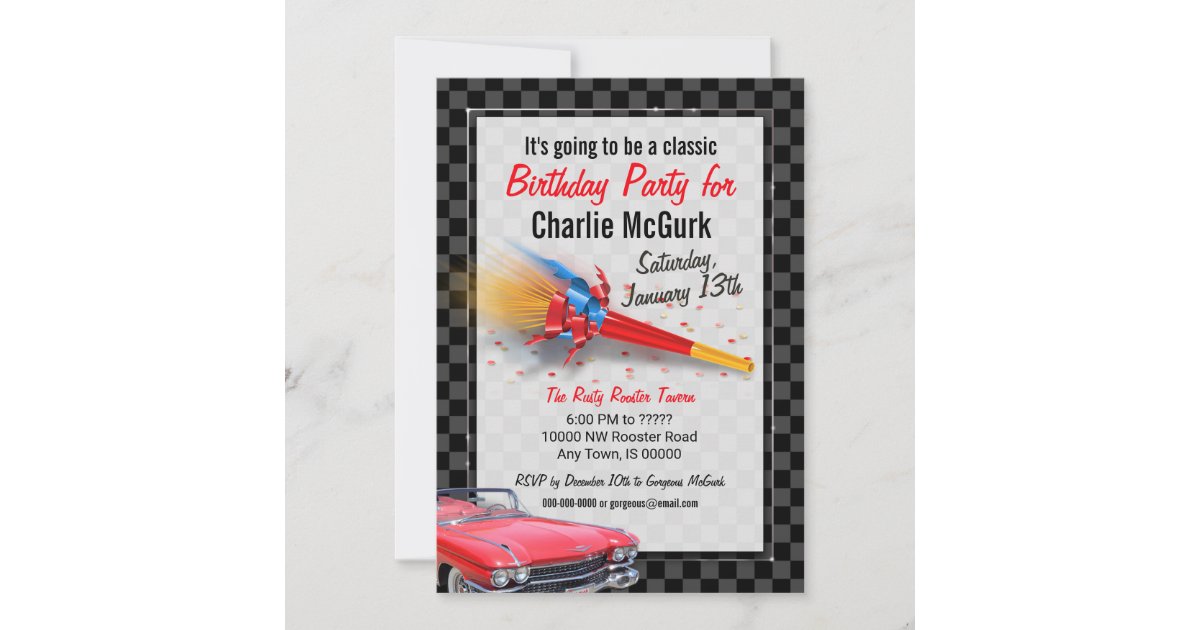CLASSIC CADILLAC Birthday Party Invitation | Zazzle