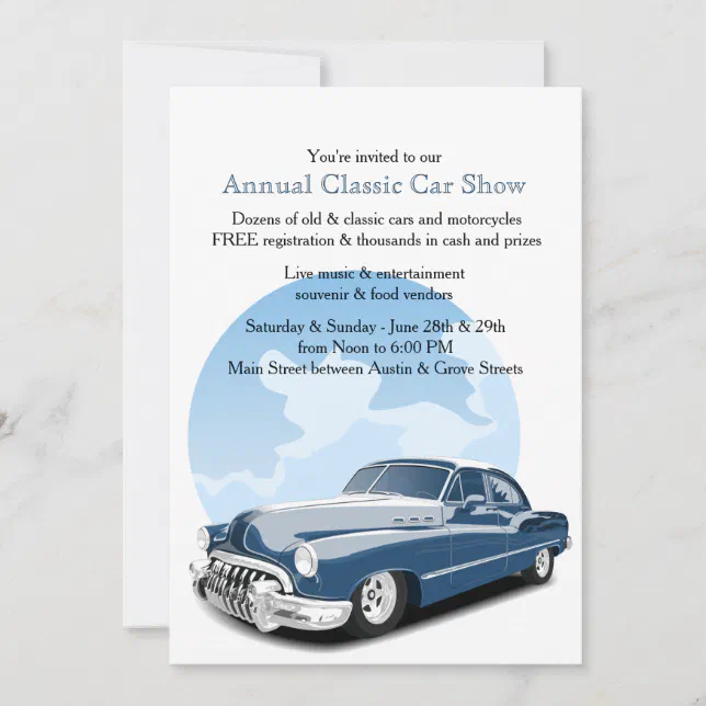 Classic Car Show Invitation | Zazzle