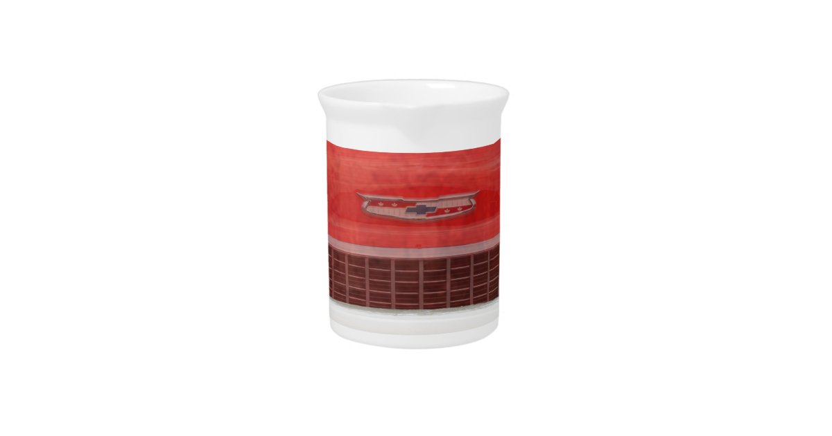 Classic Cars Chevy Bel Air Dodge Red White Vintage Pitcher | Zazzle