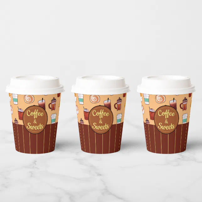 Classic Coffee Shop And Pastries Paper Cups | Zazzle