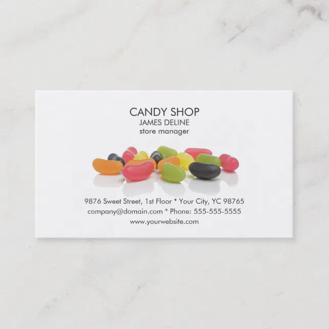 Classic Colourful Candies Candy Shop Business Card | Zazzle