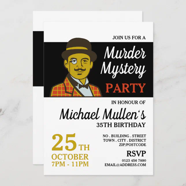 Classic Detective, Murder Mystery Birthday Party Invitation | Zazzle