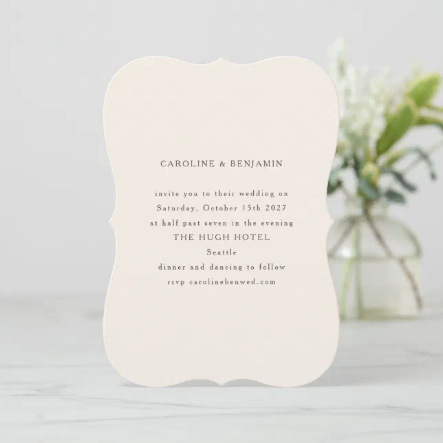 Classic Formal Ivory Ecru Unique Shape Wedding Invitation | Zazzle