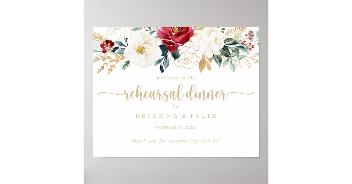 Classic Gold Horizontal Rehearsal Dinner Welcome Poster | Zazzle