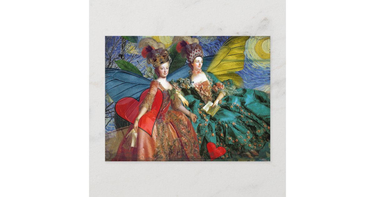 Classic Gothic Gemini Whimsical Butterfly Woman Postcard | Zazzle