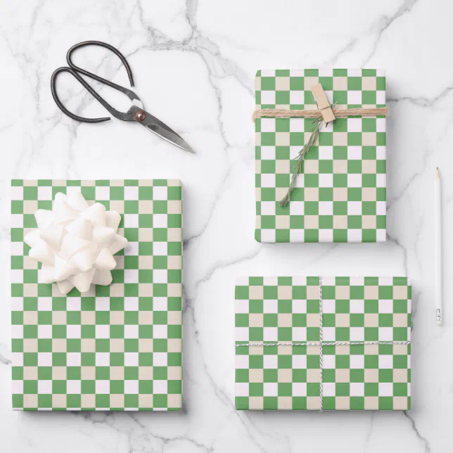 Classic Green, Beige, White Plaid Wrapping Paper Sheet | Zazzle