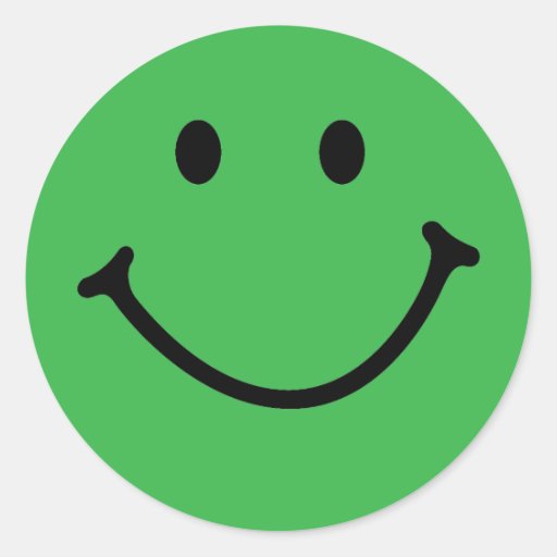 classic green smiley face round stickers | Zazzle