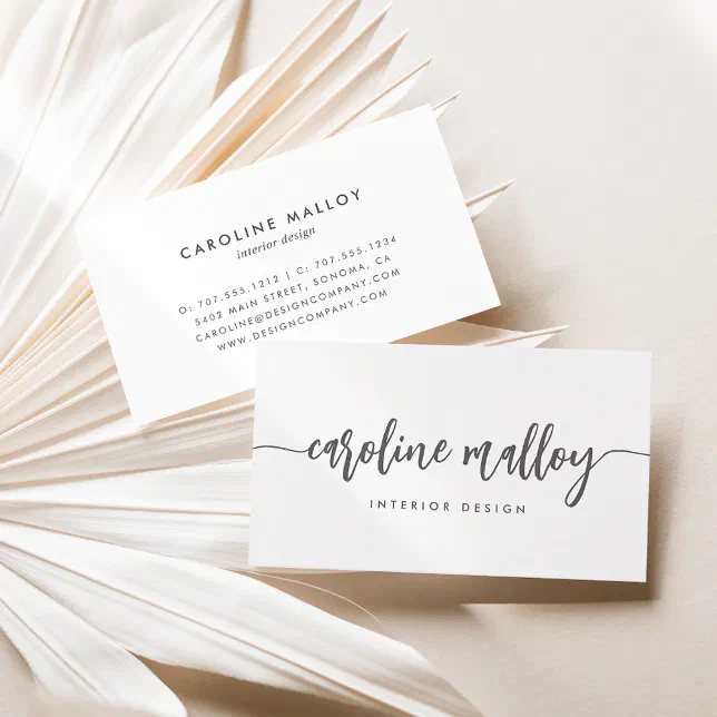 Classic Grey | Modern Signature Script Business Card | Zazzle