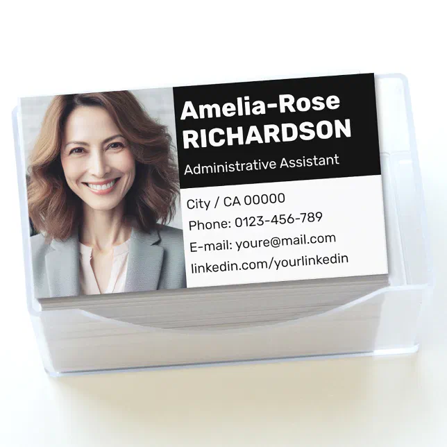 Classic Job Seeker Minimal Black and White Classy Business Card | Zazzle