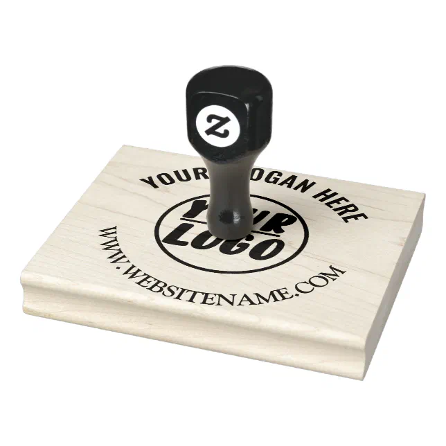 Classic large round Business Custom Logo & Website Rubber Stamp | Zazzle