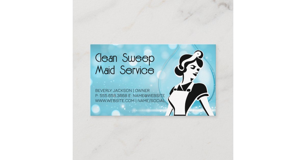 Classic Maid | Cleaner Business Card | Zazzle