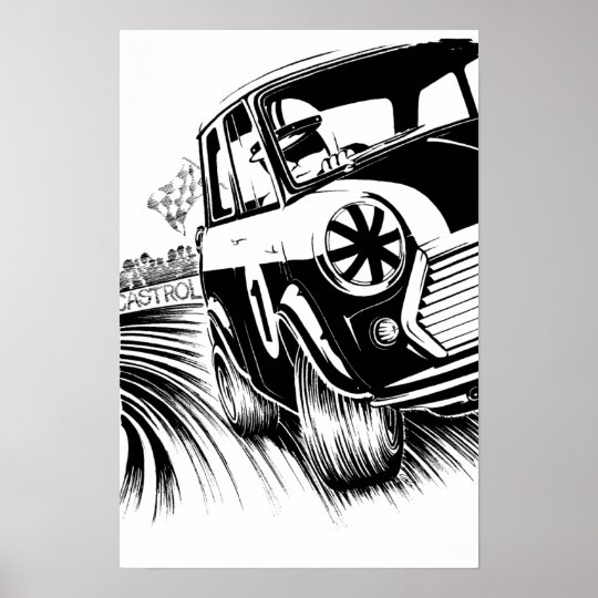 Classic Mini Racing Artwork Poster | Zazzle.co.uk