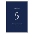 Classic Minimalist Navy Blue | Silver Table Number | Zazzle