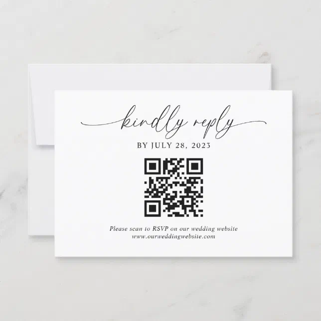 Classic Modern Elegant Script QR Code Wedding RSVP Card | Zazzle