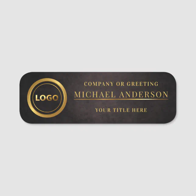 Classic Name Tag Gold Logo Professional Employee | Zazzle