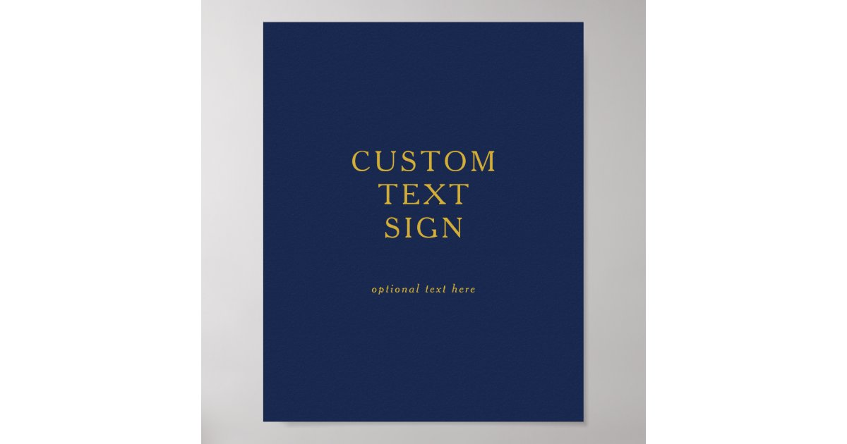 Classic Navy Blue | Gold Cards and Gifts Custom Poster | Zazzle