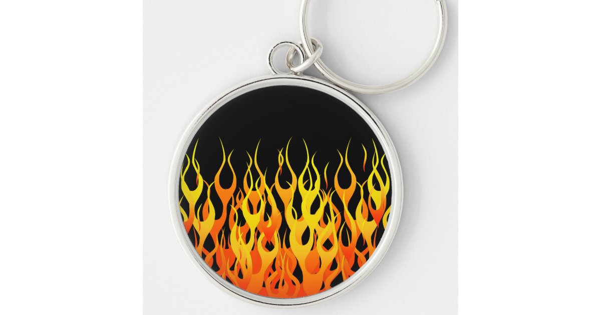 Classic Orange Racing Flames on Fire Key Ring | Zazzle