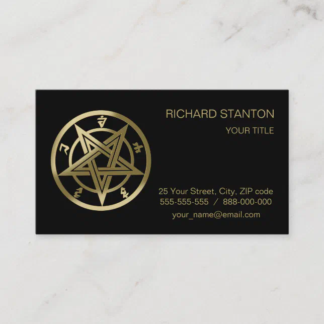 Classic pentagram symbol business card | Zazzle