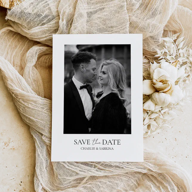 Classic Photo and Text Wedding Save the Date Announcement Postcard | Zazzle