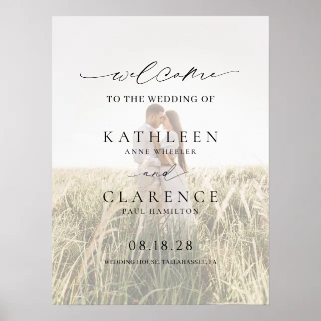 Classic Photo Elegant Wedding Poster | Zazzle