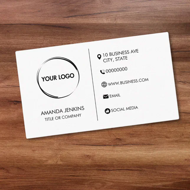 Classic Plain White Generic Design Business Card | Zazzle