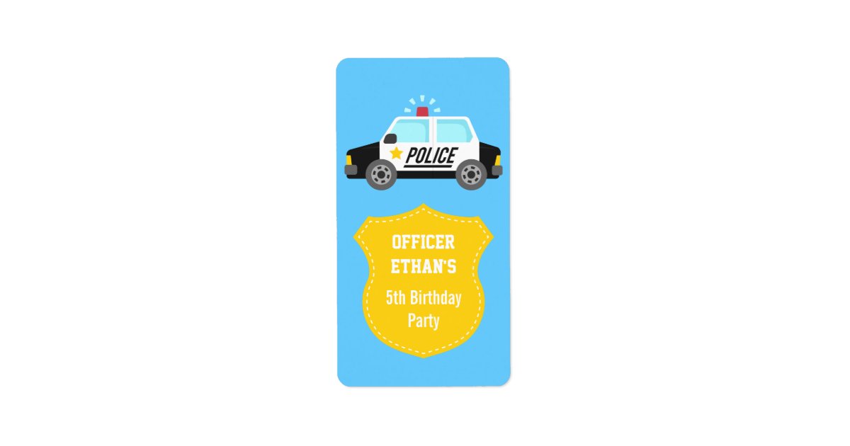 Classic Police Car with Siren For Kids Label | Zazzle