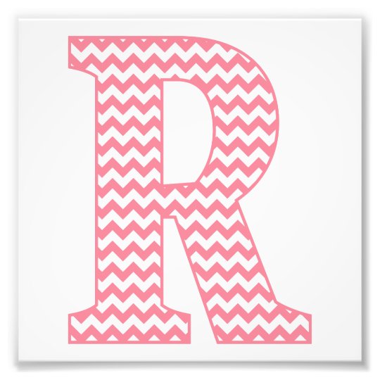 Classic Preppy Pink Chevron Letter R Monogram Photo Print | Zazzle.co.uk
