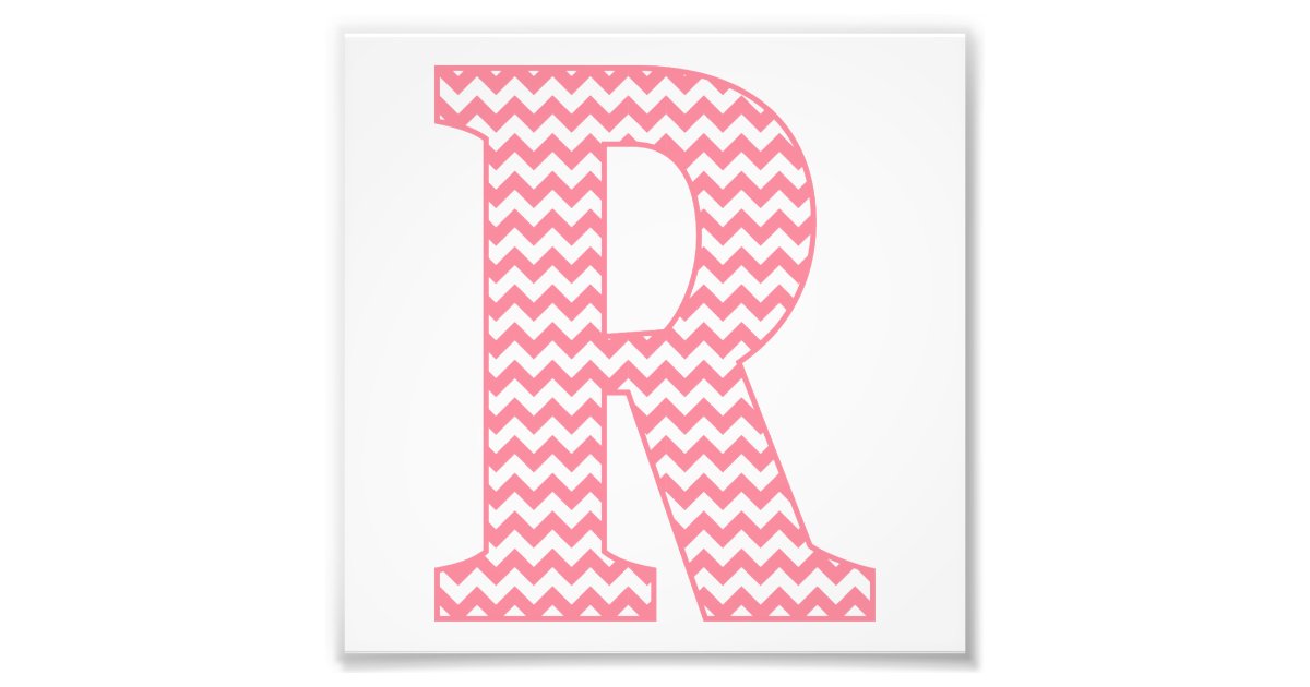 Classic Preppy Pink Chevron Letter R Monogram Photo Print | Zazzle