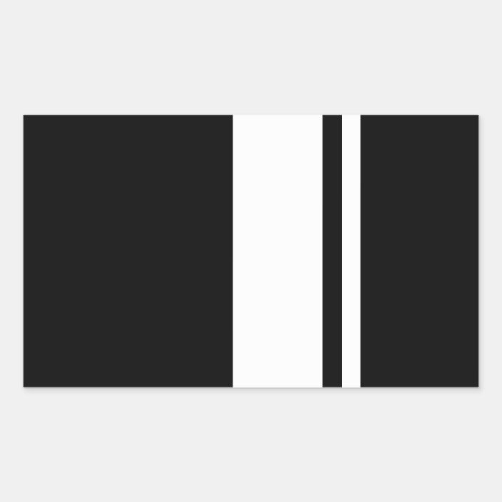 Classic Retro Black & White Race Car Stripes Rectangular Sticker | Zazzle