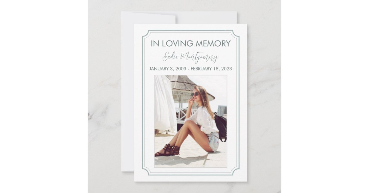 Classic Sage Border funeral program Invitation | Zazzle