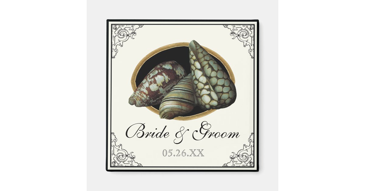 Classic Shells Black Wedding Save the Date Magnet | Zazzle
