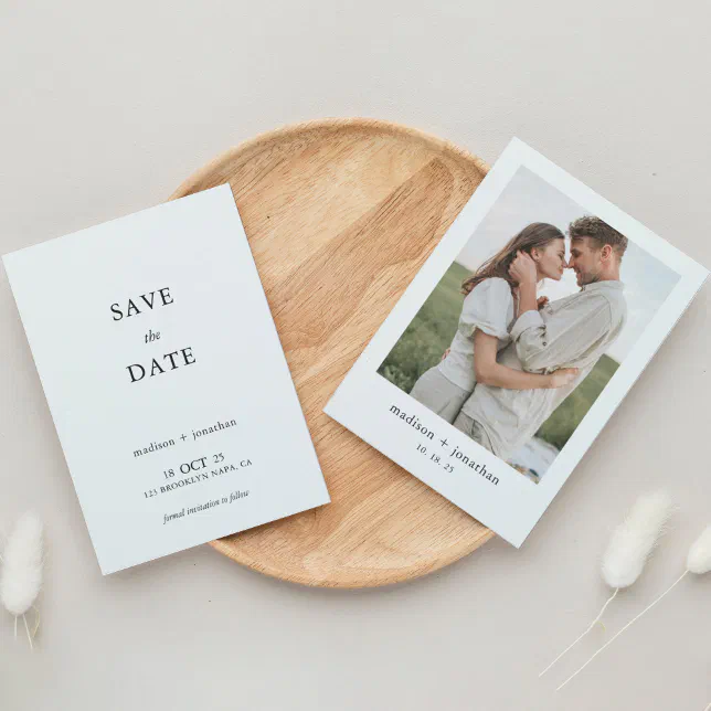 Classic Simple 1 Photo Wedding Save the Date Invitation | Zazzle