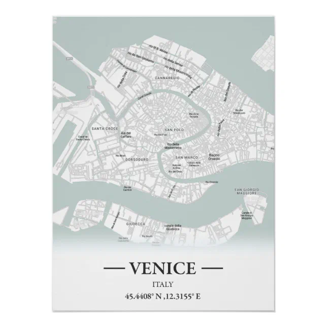 Classic style city map of Venice, Italy Poster | Zazzle