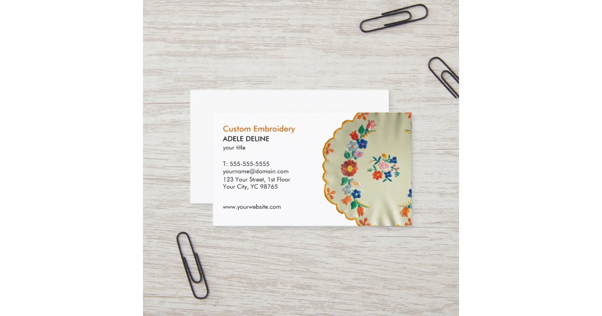 Classic Unique Folk Embroidery Business Card | Zazzle